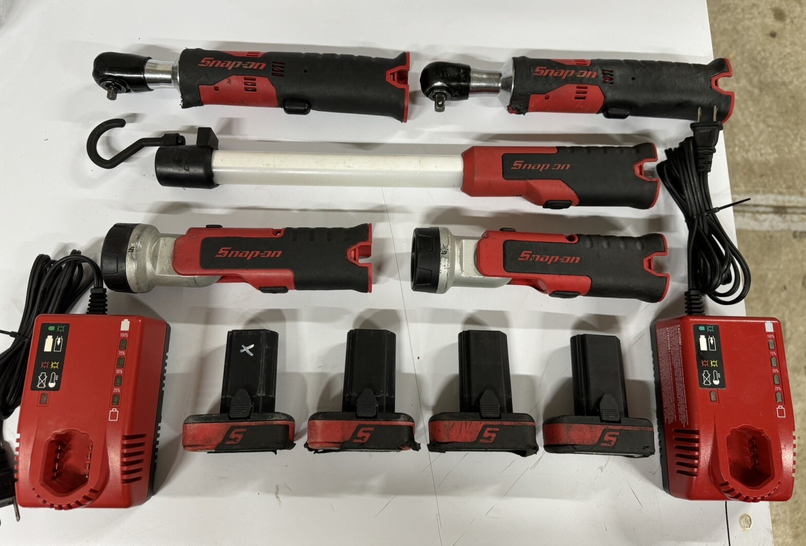 Used Snap On 14.4v Power Tools *Ratchets* *Lights* *Batteries* | eBay