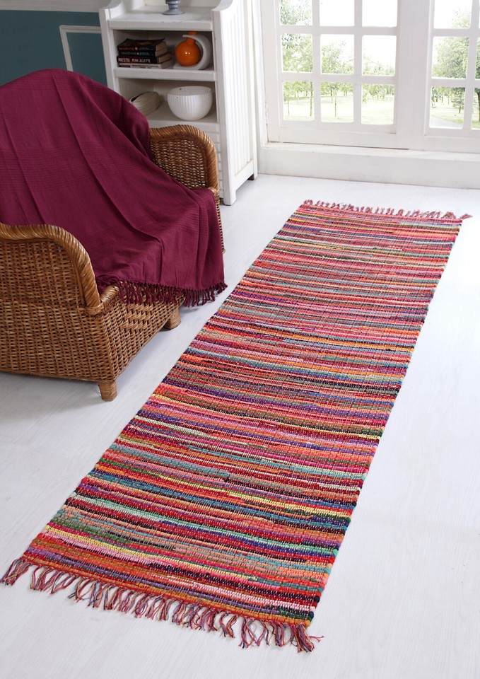 Rag Rug Festival Rugs Multicolour Rainbow Mat Cotton Hand Made ...