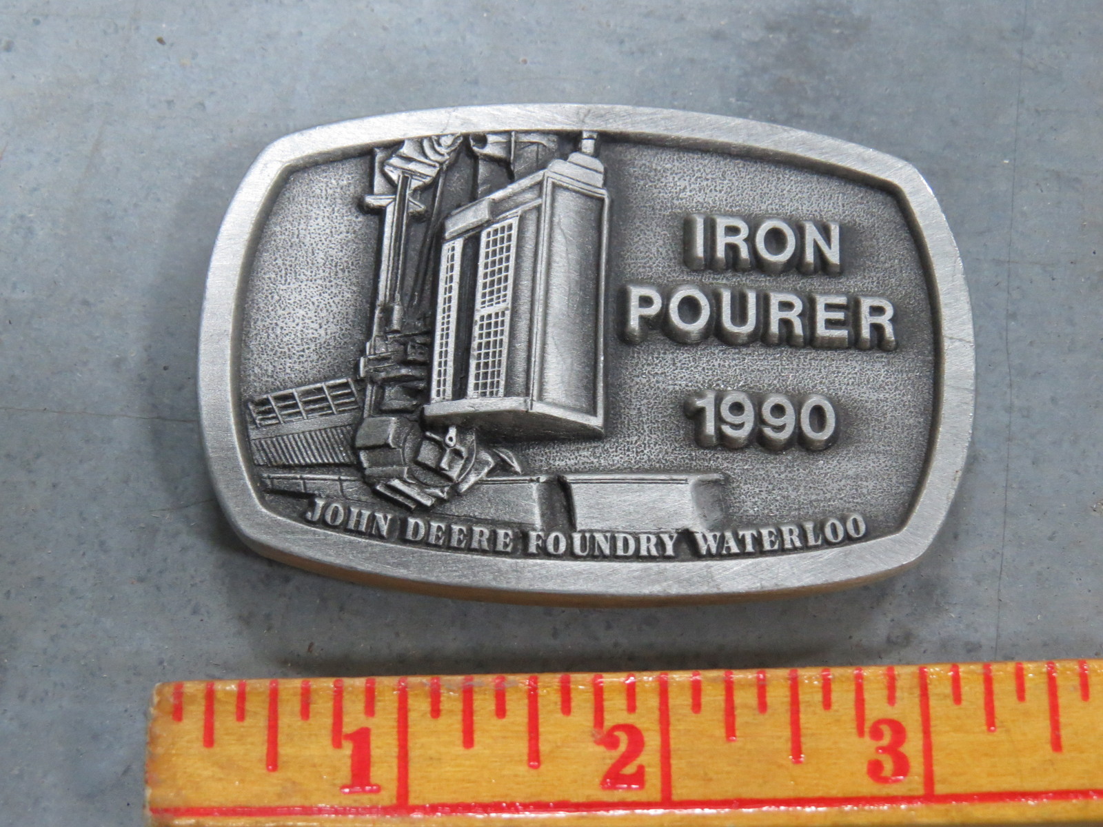 John Deere Foundry Waterloo IRON POURER BELT BUCKLE Employee ONLY RARE ...