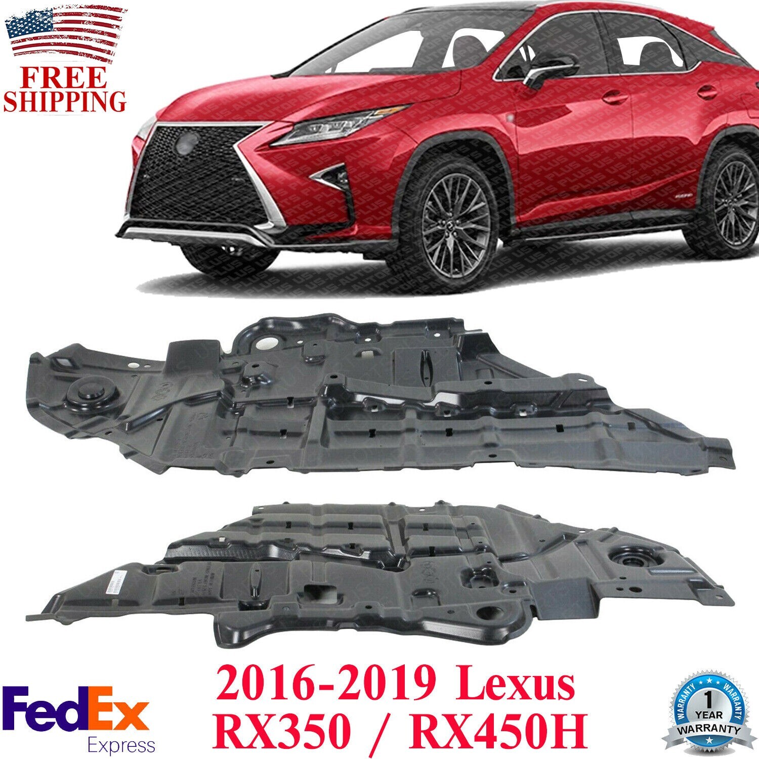 Engine Splash Shield Under Cover LH & RH Side For 2016-2019 Lexus RX350 ...