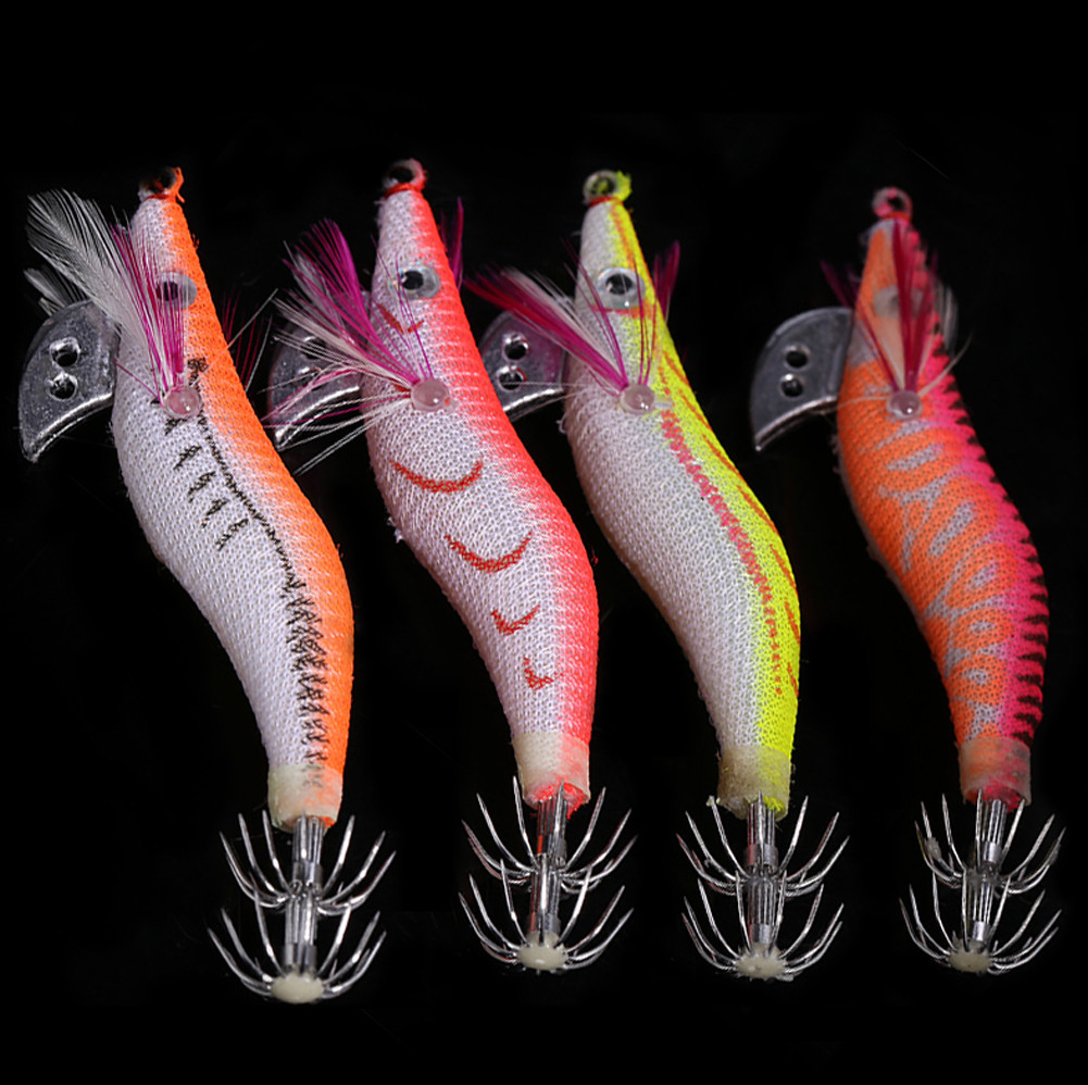 4 SQUID JIGS LURE # 2 EGI GLOW TAIL Tackle Calamari Squid Jig Fishing ...