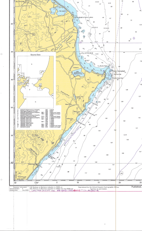 NZ 46 New Zealand Cook Strait Chart Map Marine Maritime Nautical Paper ...