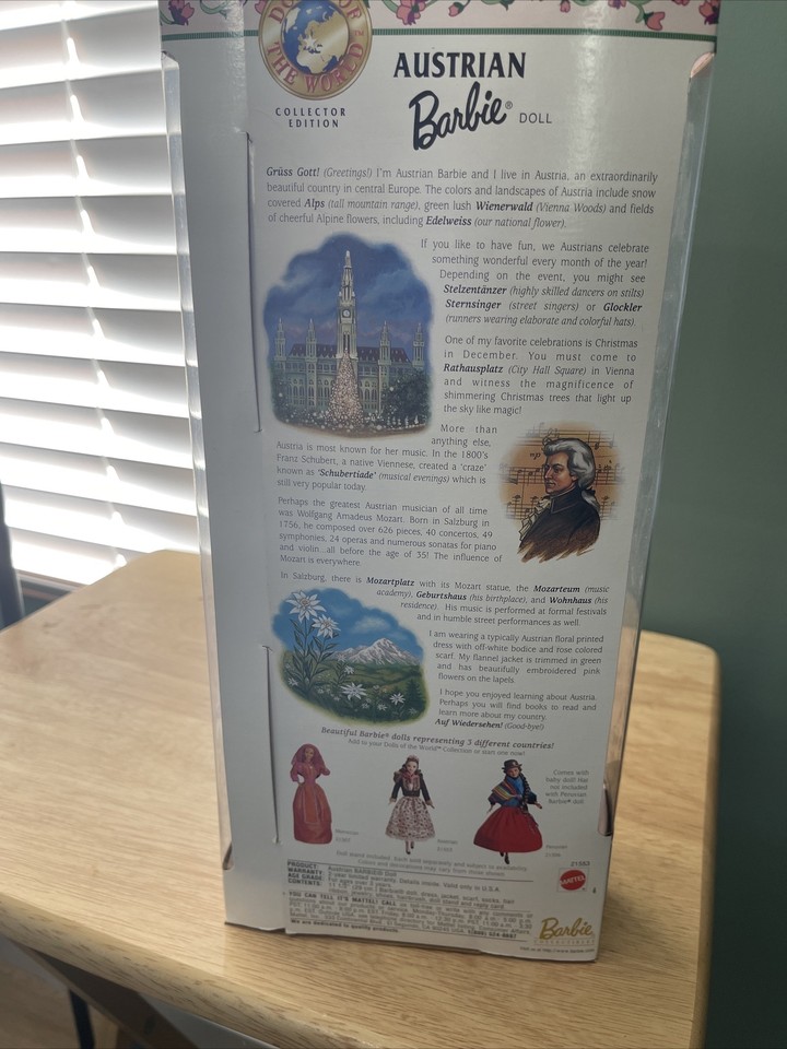 Mattel #21553 Barbie Dolls Of The World Collector Edition Austrian 1998 ...