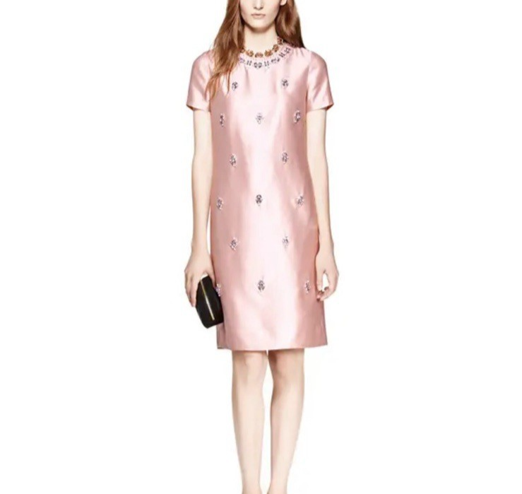 Tory Burch Blush Pink Silk Cocktail Sheath Dress Crystal Embellished 6 ...