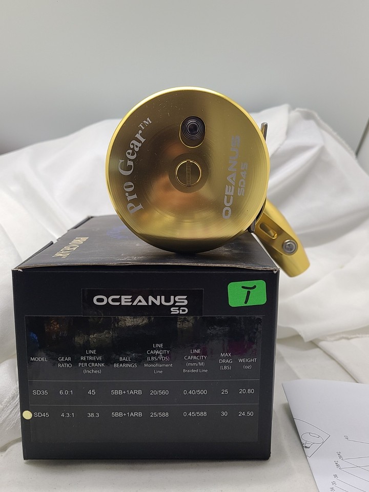 PRO GEAR Oceanus SD45 Pro Gear Star Drag reel Gold RH Aluminum Handle ...
