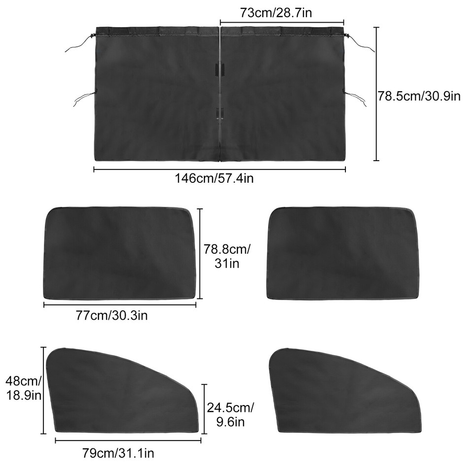 6Pcs Car Window Shades Kit, Car Divider Curtain for Light Blocking ...