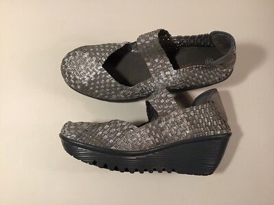 Bernie Mev. New York Lulia Silver Mary Jane Women's Silver Wedge Shoes ...