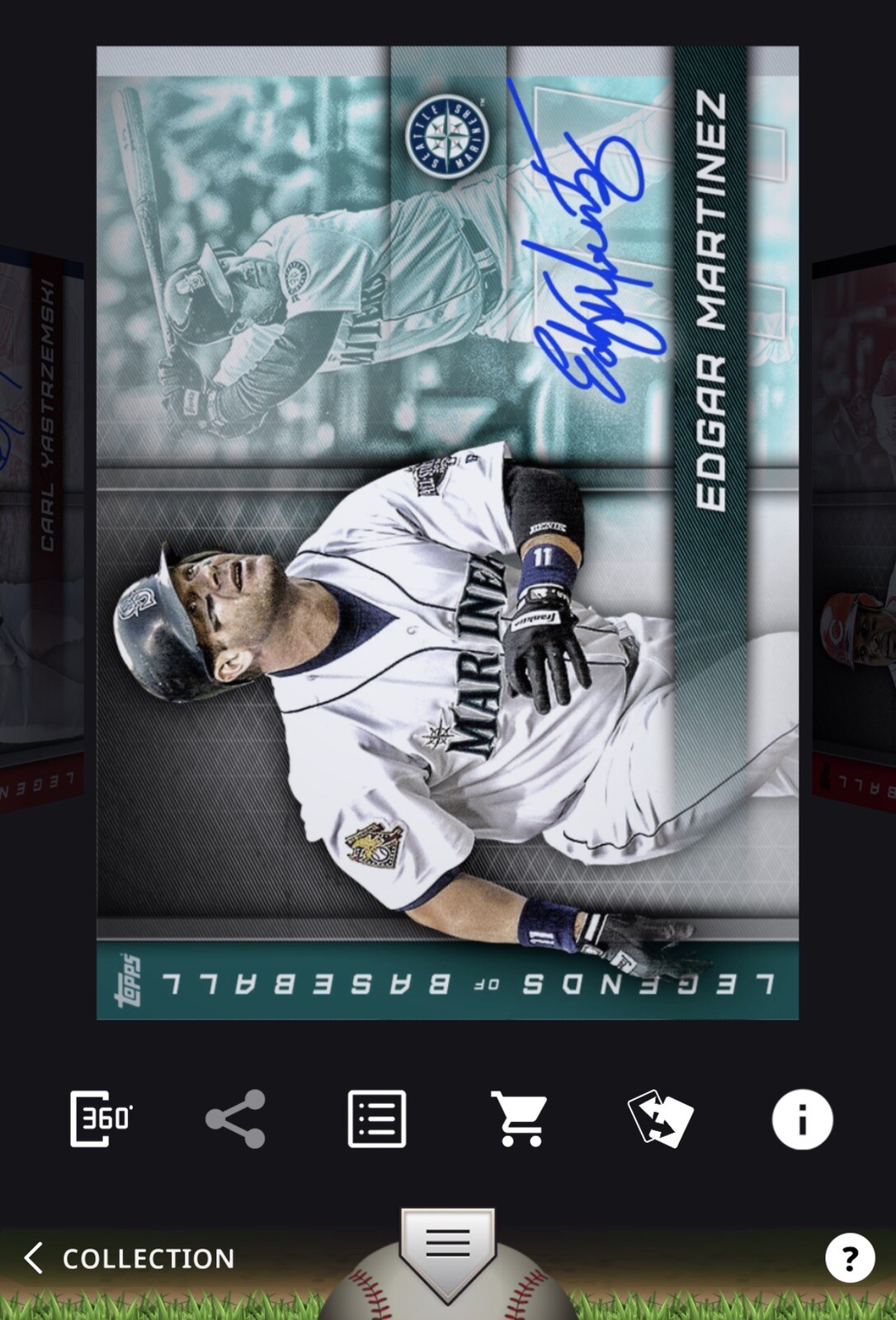 EDGAR MARTINEZ-SUPER RARE SIGNATURE-LEGENDS OF BASEBALL 23-TOPPS BUNT ...