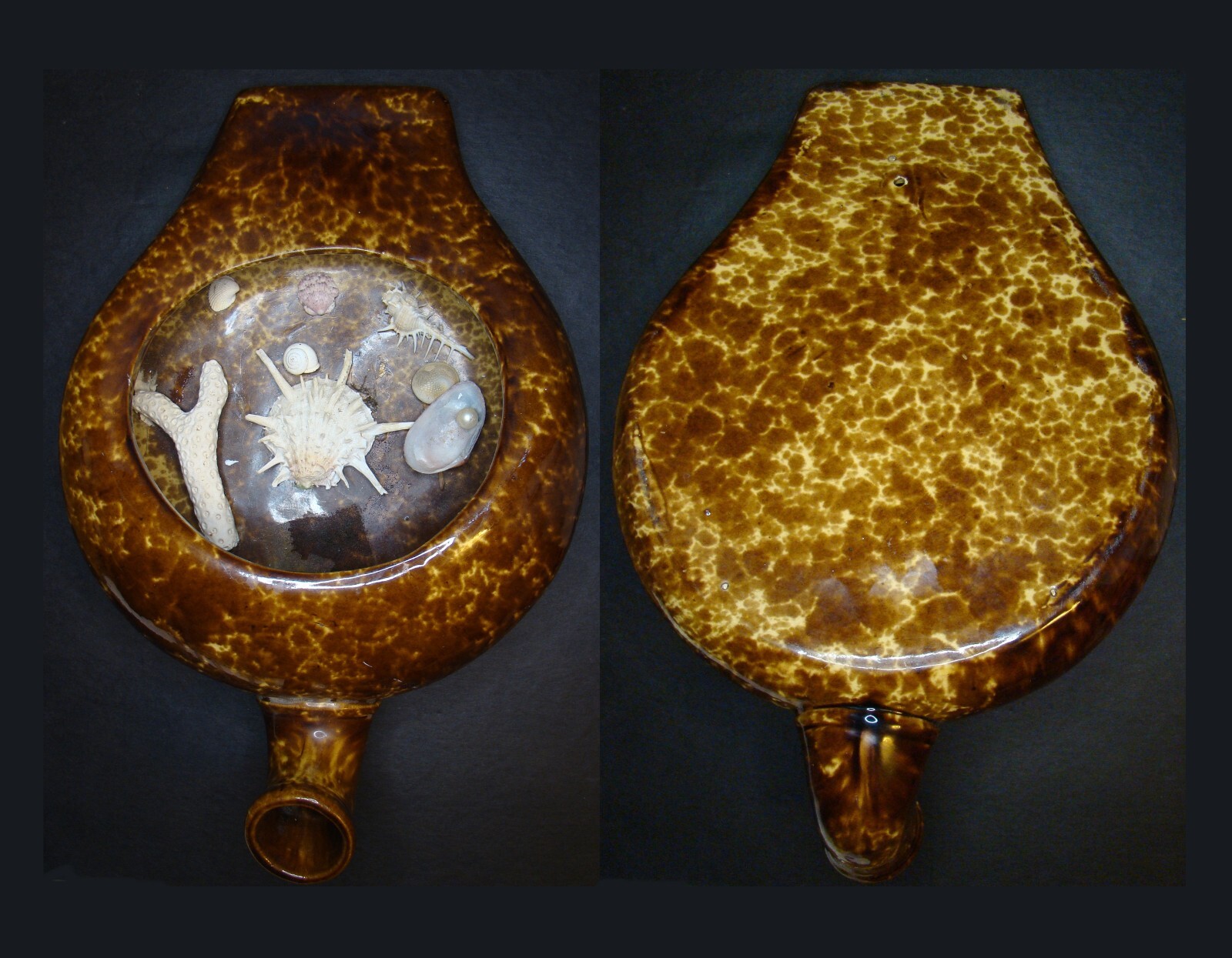 Antique Bennington Rockingham brown glazed Bed Pan turned into Bathroom ...