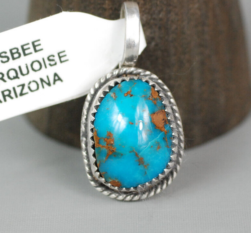Turquoise Pendant Bisbee AZ Smoky Webbed Blue Sterling Silver Vintage ...