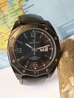CERTUS QUARTZ BLACK DIAL 610653 MEN'S FULL WORKING BEAUTIFUL WATCH DIGN ...
