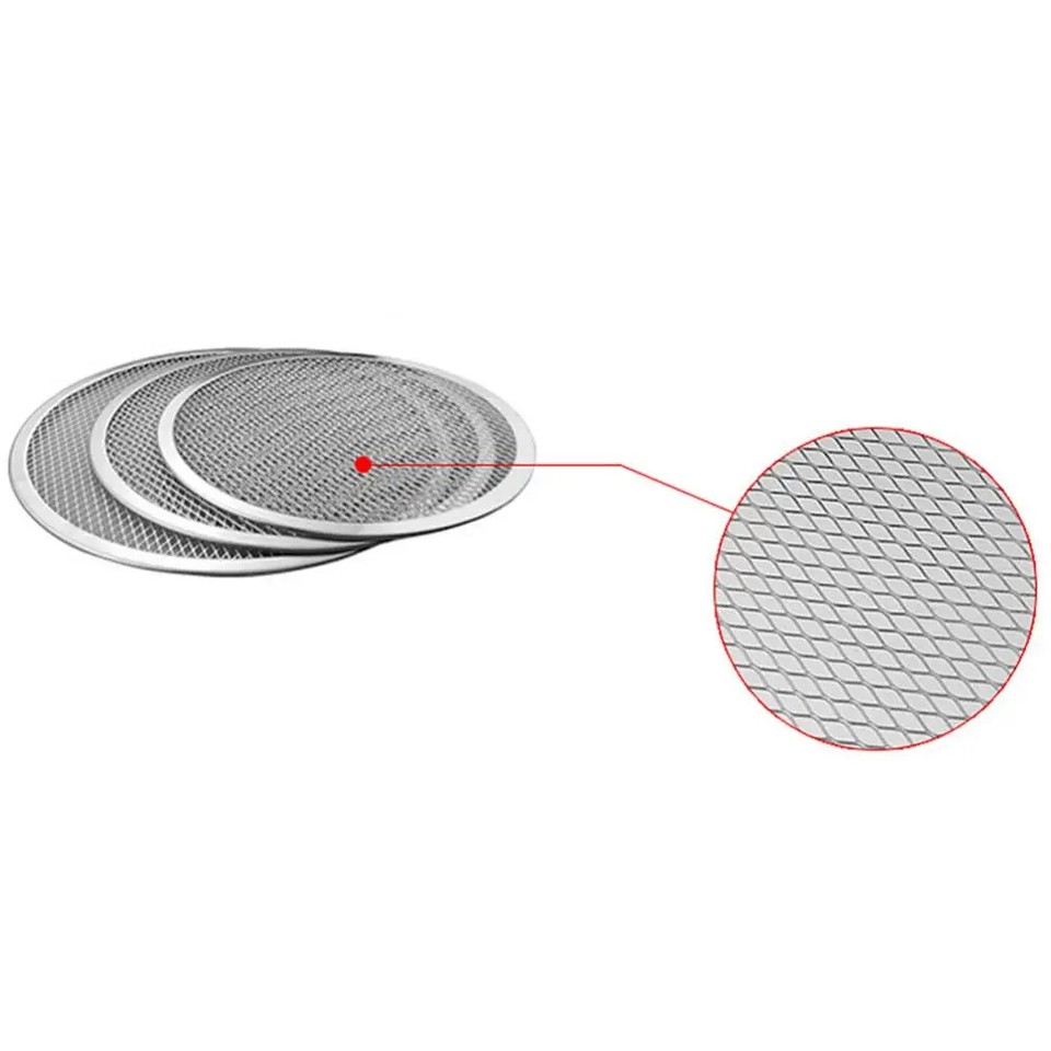 Non-stick Thicken Baking Tray Pizza Pan Aluminum Net Round Pizza Mesh ...
