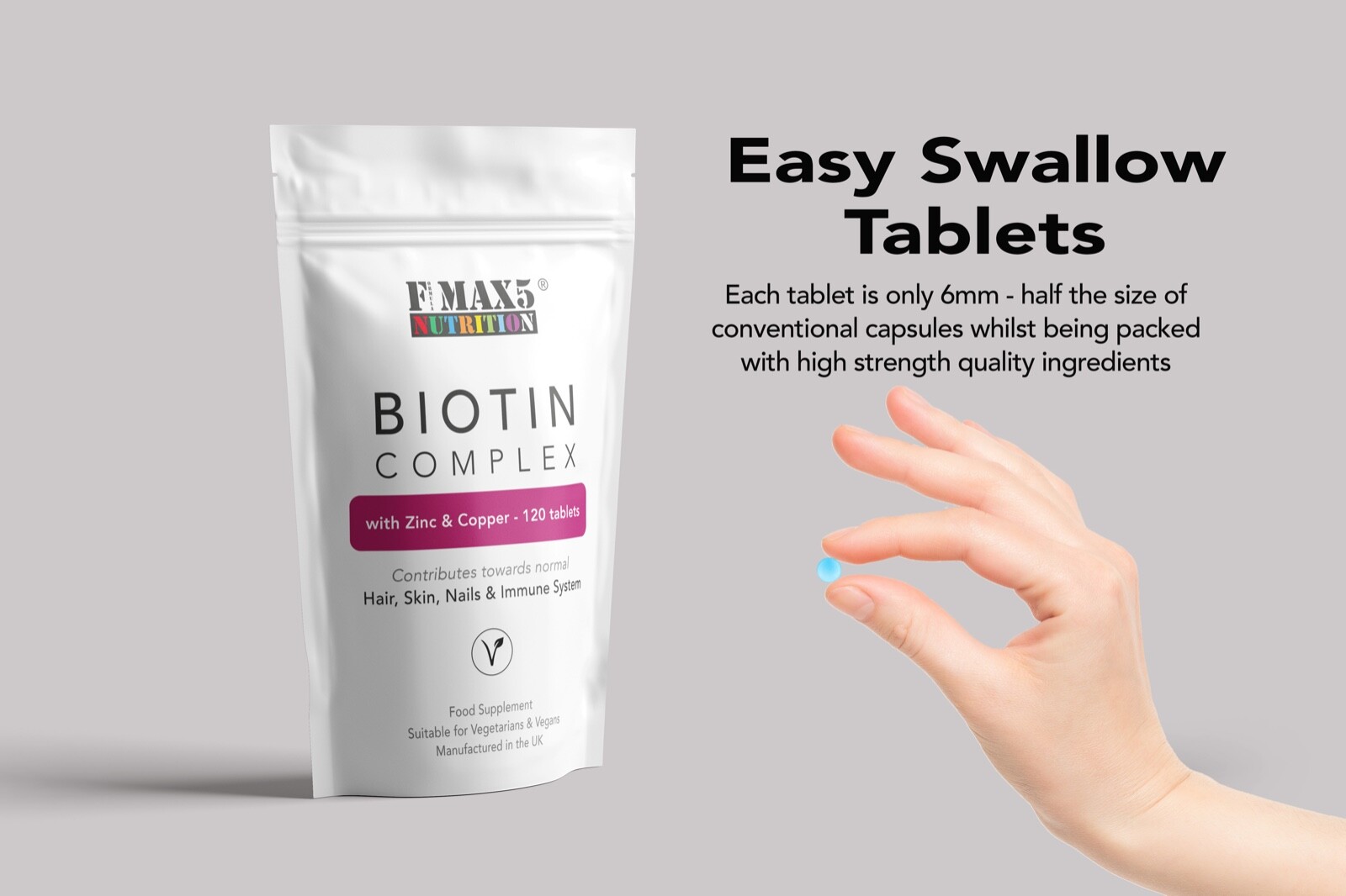 Biotin 10,000mcg, Zinc & Copper 120 Tablets | Healthy Hair Growth Skin ...