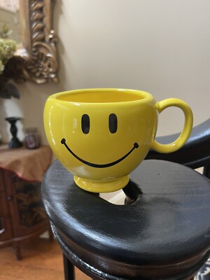 Smiley Face Mug Coffee Cup Yellow Ceramic Happy Emoji Mug Teleflora ...