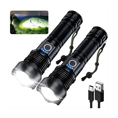 Rechargeable Flashlights 900,000 High Lumens - 2 Pack, Super Bright 12 ...