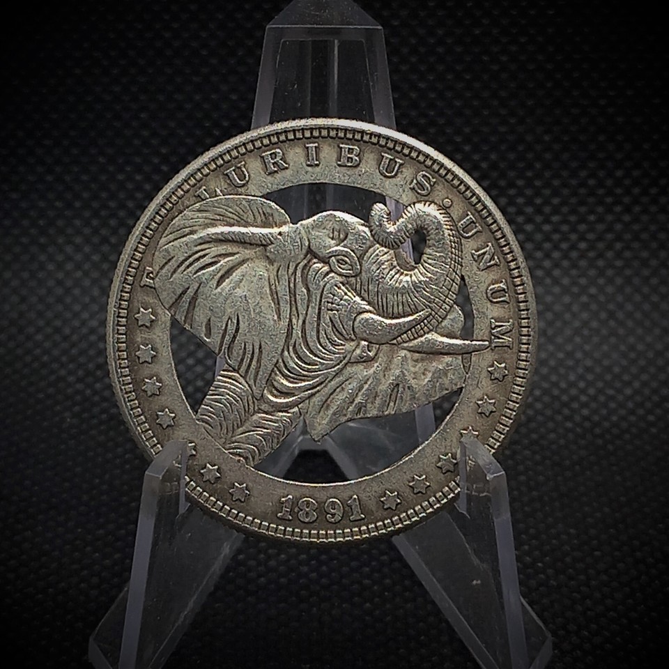 Hand Cut Hobo Coin Dollar Art Great Elephant African Indian Hobo Nickel ...