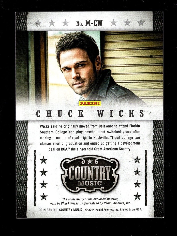 2014 PANINI COUNTRY MUSIC MUSICIAN MATERIALS CHUCK WICKS 16/199 | eBay