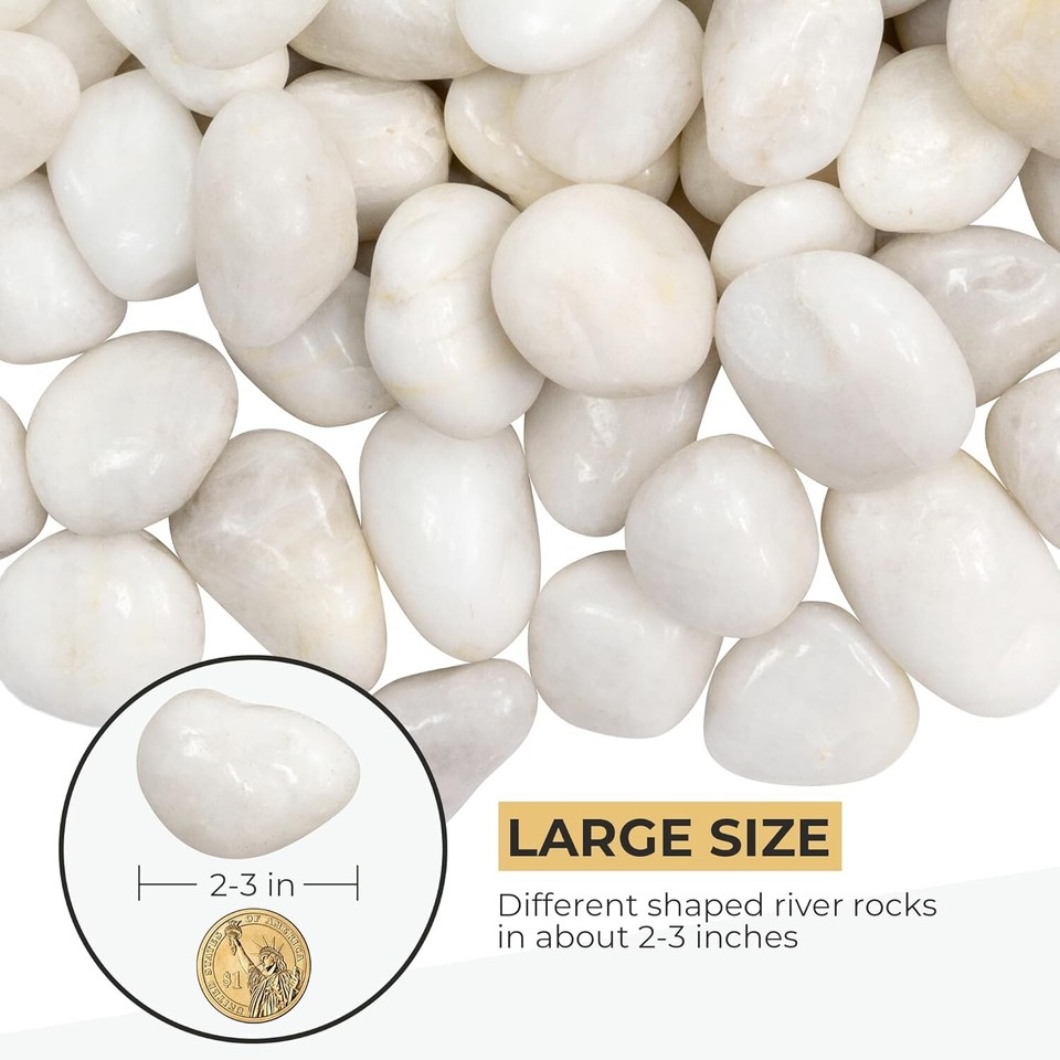 5 lbs-40 lbs Bulk Large River Rocks 2-3 In Polished Pebble Natural ...