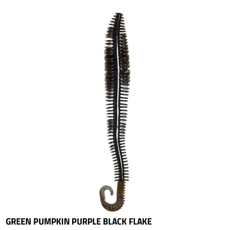 ZIP-ZILLA by ZIPPER WORM CO. 13-1/2" LONG-GREEN PUMPKIN PURPLE 3 PK ...