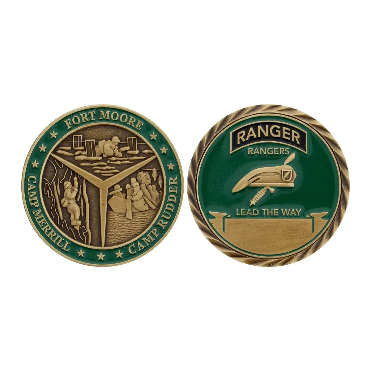 ARMY FORT MOORE RUDDER MERRILL RANGERS LEAD THE WAY 1.75" CHALLENGE ...