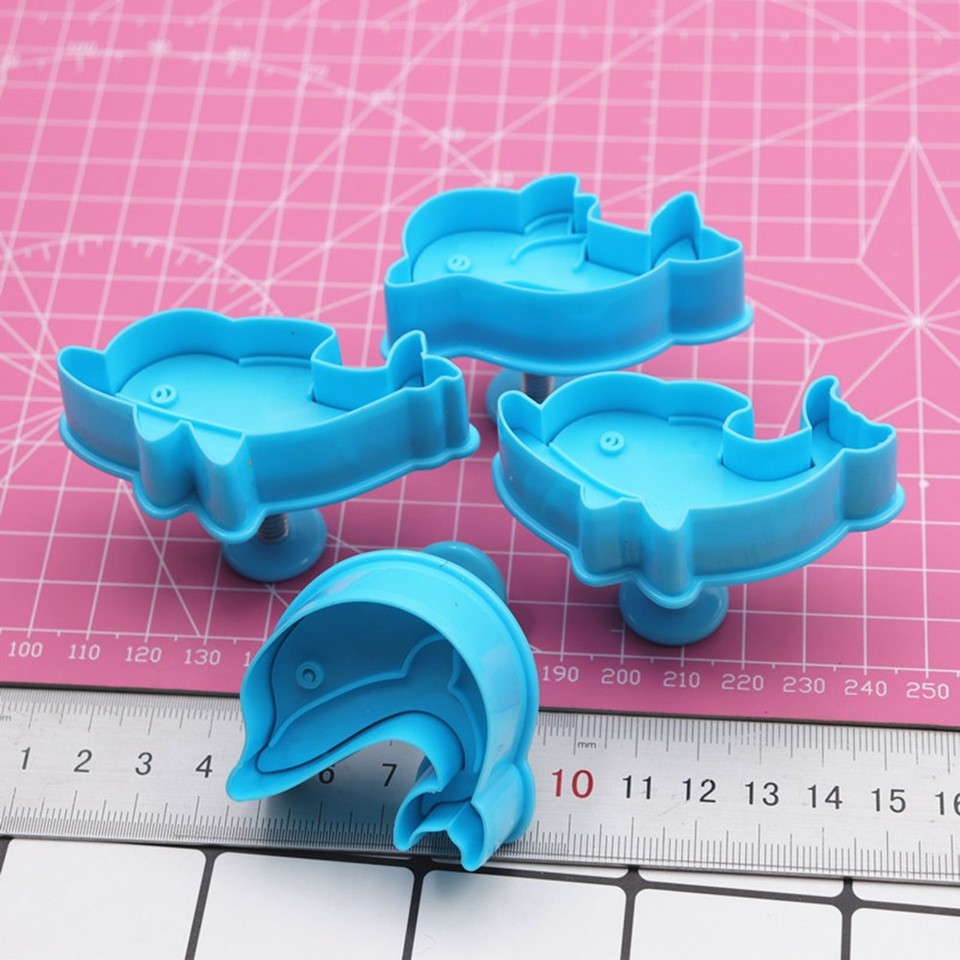 4pcs Baking Cake Mould Cartoon Dolphin Shape Molasses DIY Cake Mold ...