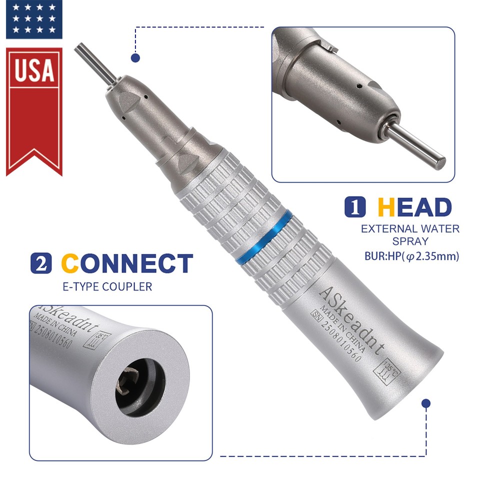 Dental Low Slow Speed Handpiece Contra Angle Straight Air Motor 4 Hole ...