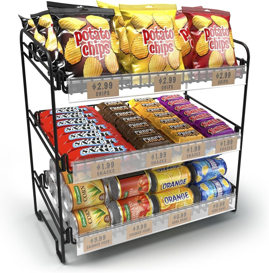 Black 3 Tier Candy Display Rack, Chip Display Rack, Snack Stand, Snack Displa... | eBay
