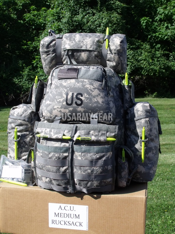 NEW Fully Loaded Molle ACU GI Medium Rucksack Military Backpack ...