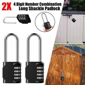 2Pack Padlock Extra Long Shackle Loop 4 Digit Number Combination Lock ...