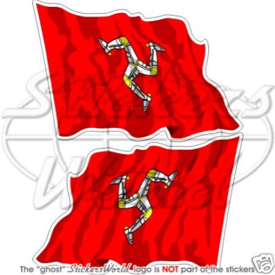 ISLE OF MAN Flying Flag, Manx Triskelion TT Races 120mm Vinyl Stickers ...