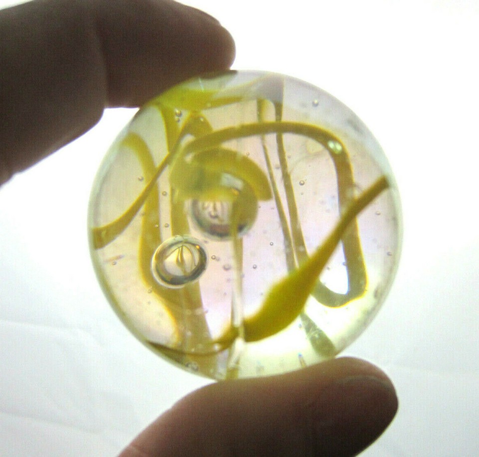 2" TOE BREAKER 50mm YELLOW SPAGHETTI Wire Pull Confetti Marbles glass ...