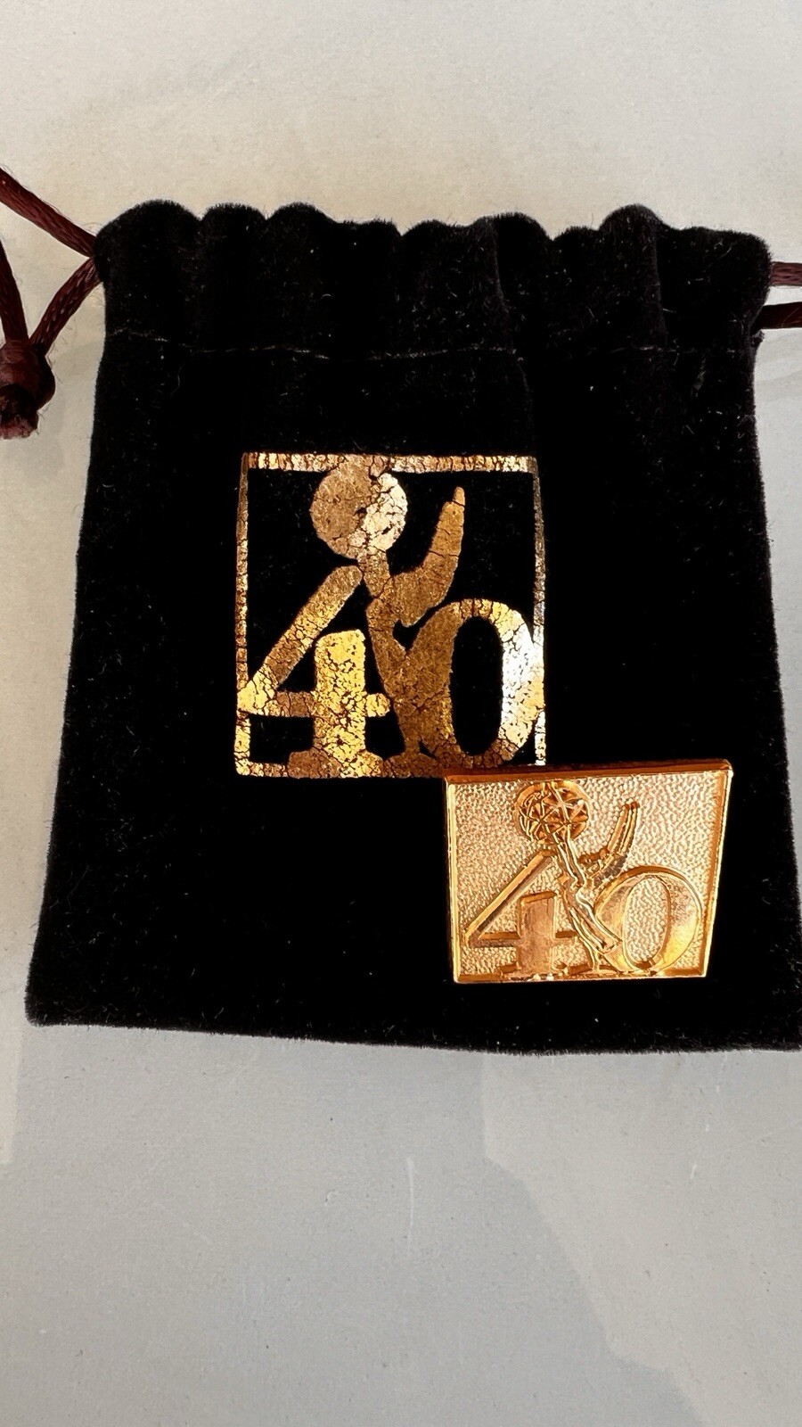 Emmy Awards 40th Annual Lapel Governors Ball Gold Tone Pin! Velvet ...