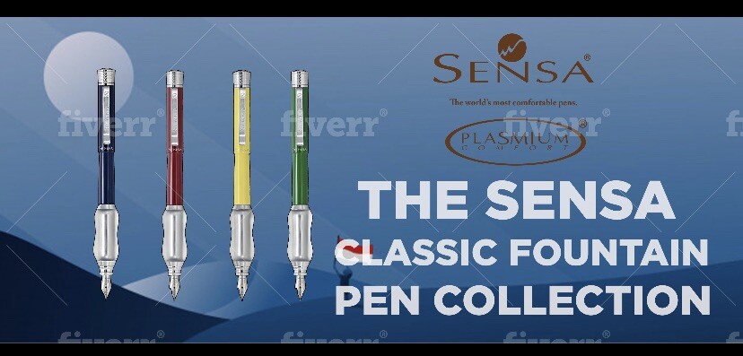 Sensa Classic Yellow Fountain Pen with Plasmium Gel Grip NEW in box | eBay