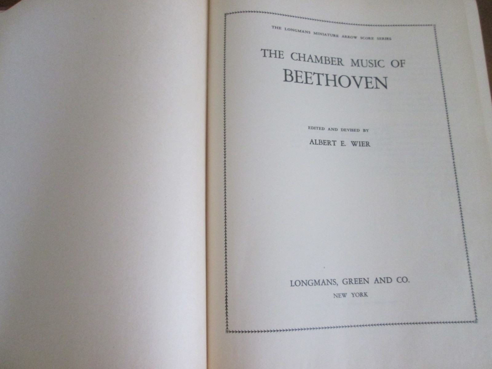 THE CHAMBER MUSIC of BEETHOVEN edited Albert E. Wier 1940 HBDJ SCORES ...