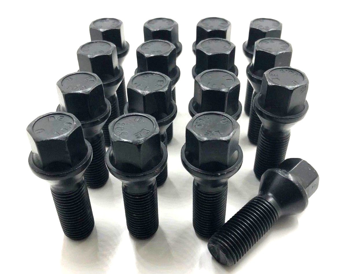 16 X ALLOY WHEEL BOLTS BLACK FOR BMW MINI M14 X 1.25 27MM NUTS LUGS ...