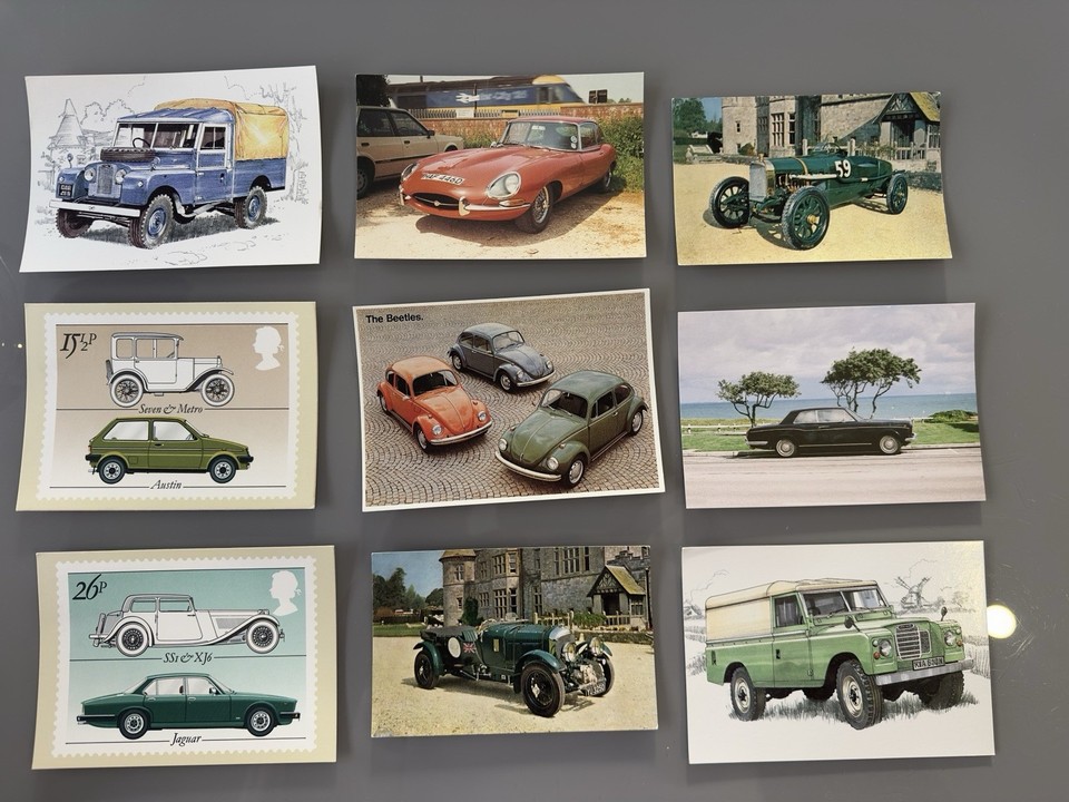Job Lot 47 Vintage Car Postcards + Motorsport Racing Photos + Mirror ...
