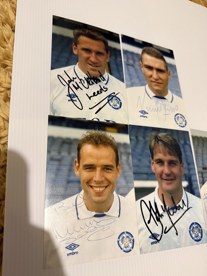 5 x SIGNED 1989 1990 VINNIE JONES LEEDS UNITED CLUB CARDS AUTOGRAPH UTD ...