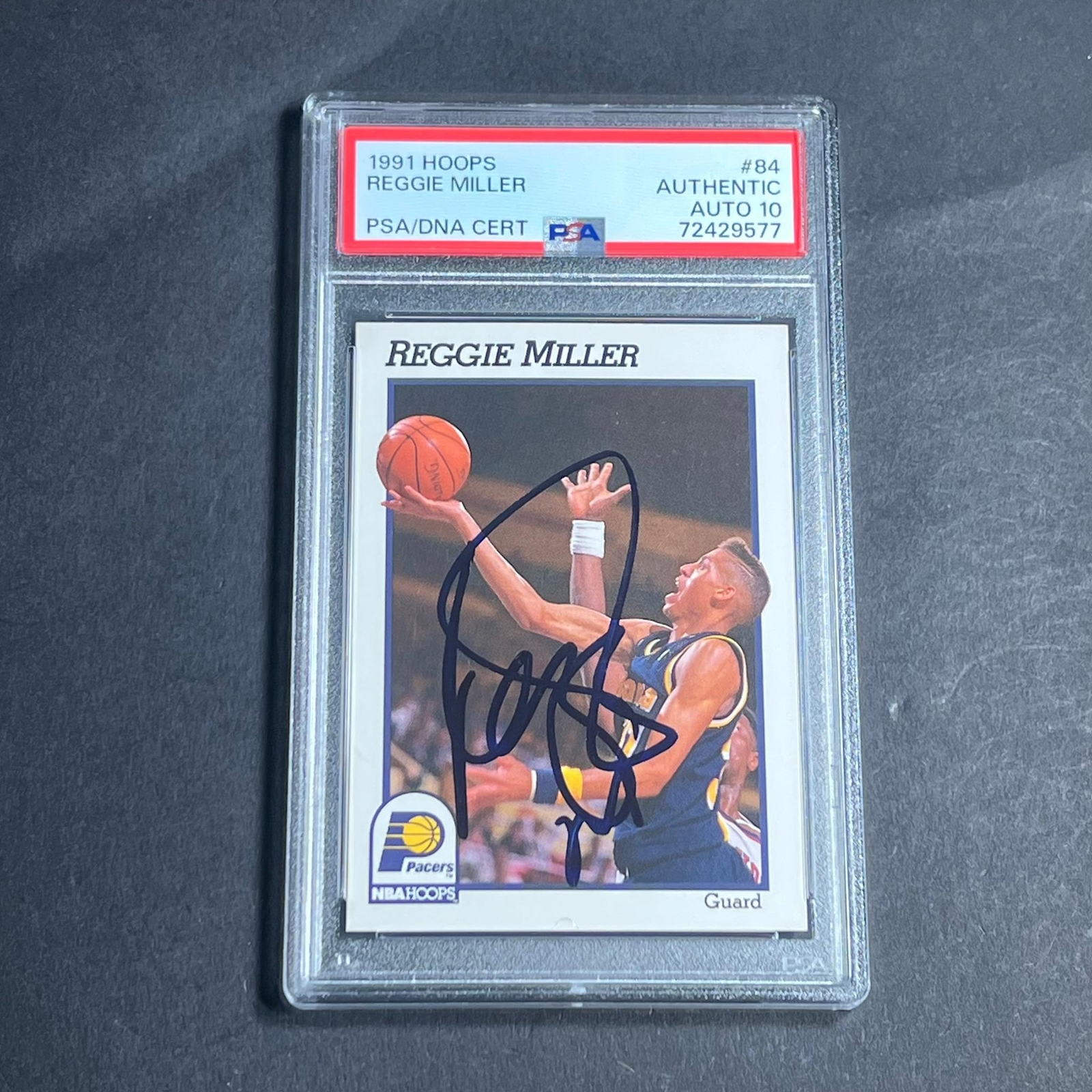 1990-91 NBA Hoops #84 Reggie Miller Signed Card AUTO PSA Slabbed Pacers ...