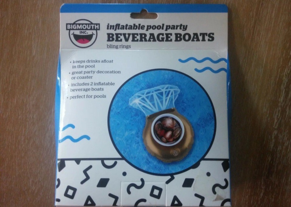 Big Mouth Inflatable Pool Party Beverage Boats Bling Rings 2 Pack - NEW ...