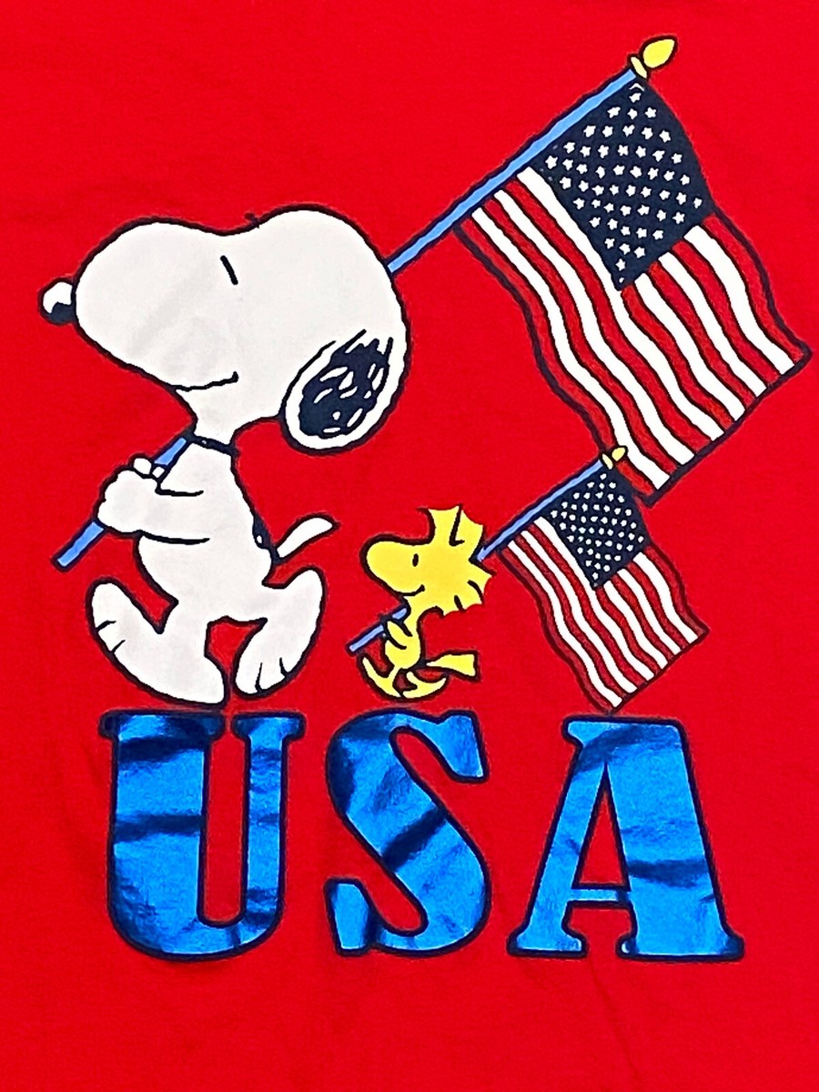 Independence Day Snoopy Peanuts Snoopy Red T Shirt Mens Medium
