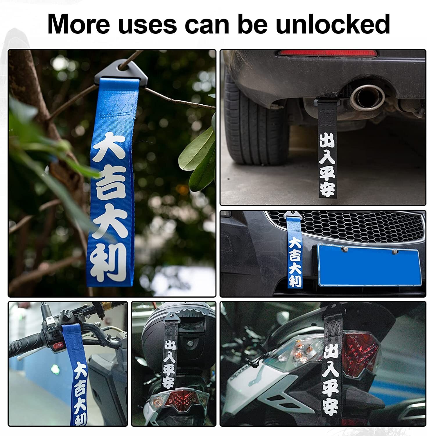 Universal Black Chinese Slogan Traction Strap Hook Bumper Decorative ...