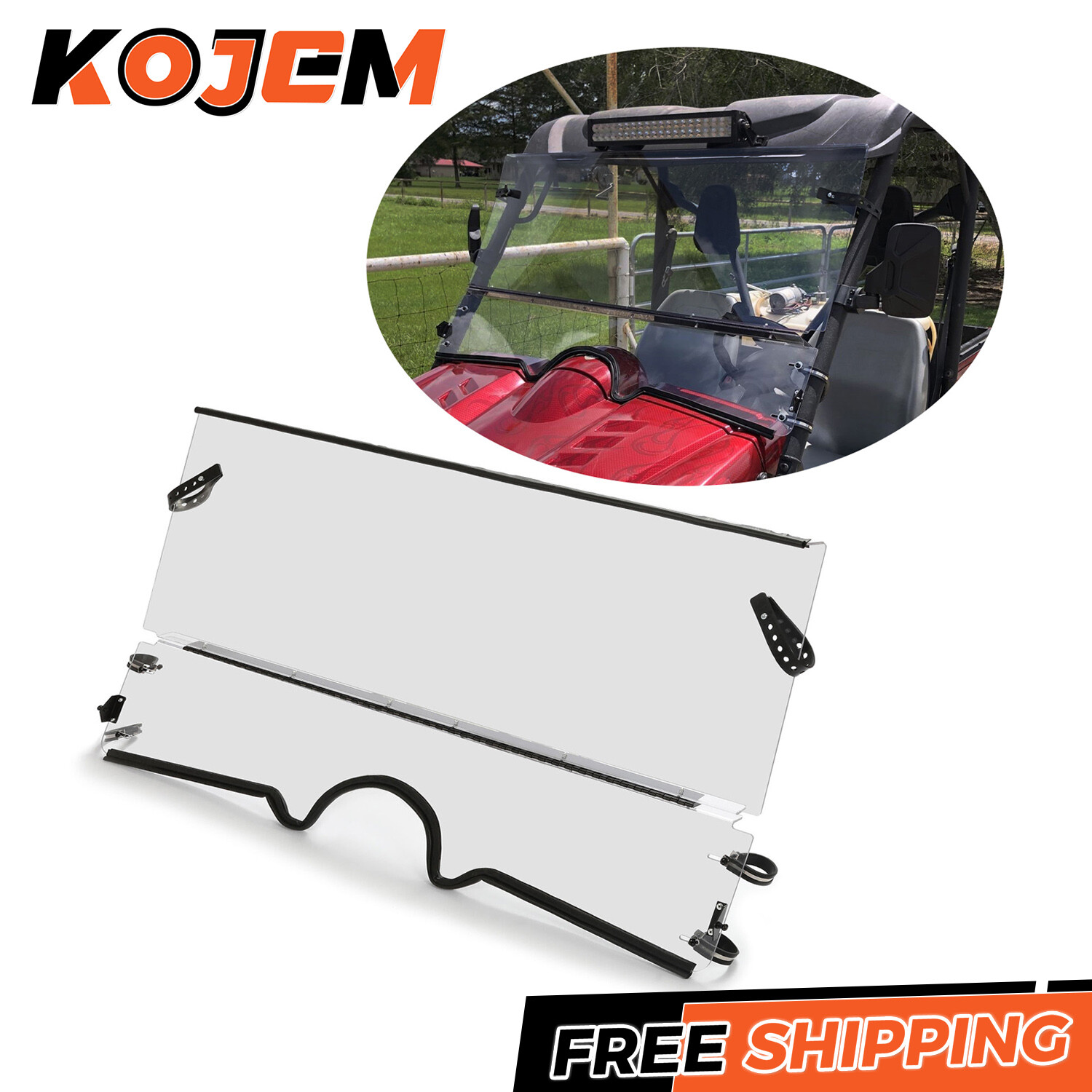 For 04-13 Yamaha Rhino 450,660,700 Clear Fold Full Front Windshield ...
