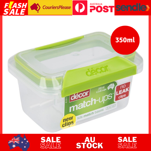 Decor Fresh Seal Clips Oblong Food Storage Container, Clear/Teal, 350 ...