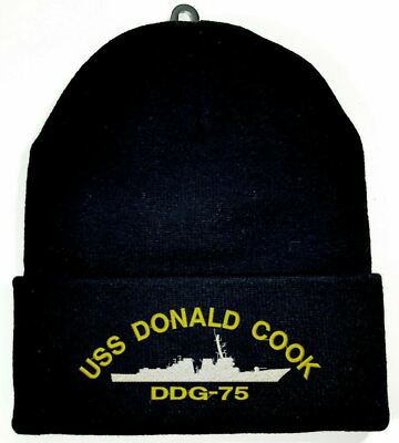 USS Donald Cook DDG-75 Beanie Watch Cap Skull Cap Black Embroidered ...