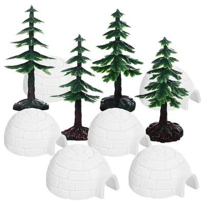 Igloo Figurines for Kids Mini Snow Frost Pine Trees Model Ice House ...