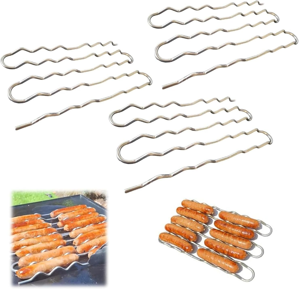 Stainless Steel BBQ Sausage Roller Rack, 360° Rotating Hot Dog Grill ...