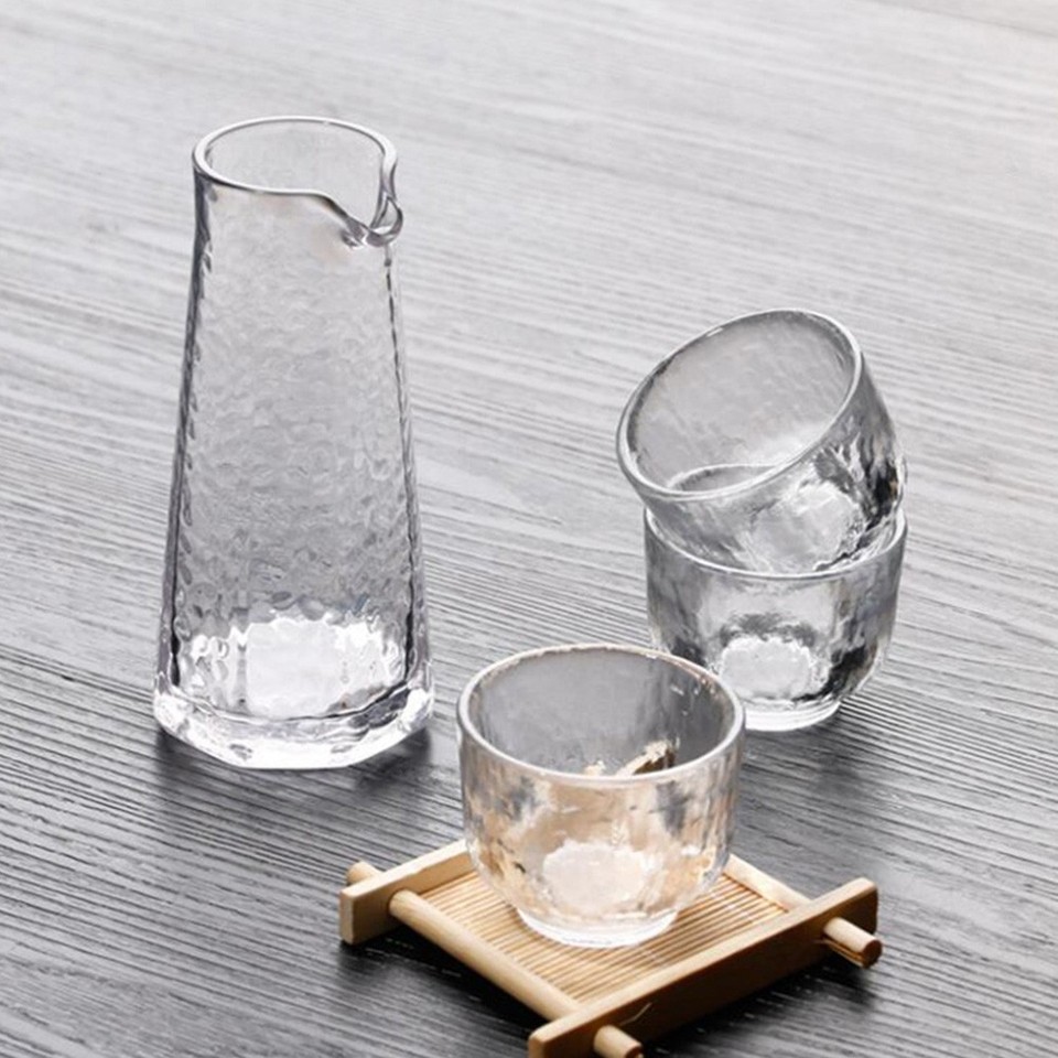 1 Set 4Pcs Glass Sake Cups Japanese Style Sake Set Sake Pot ...