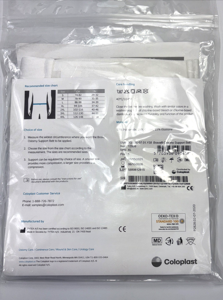 Brava Ostomy Support Belt For Hernias & Outward Areas, XL, 37 to 42 ...