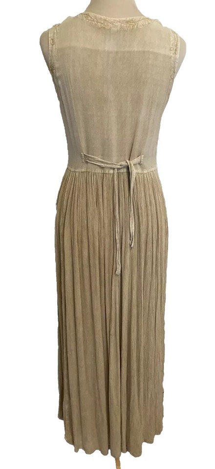 Vintage 80s 90s Rayon Gauze Boho Hippie Embroidered Dress Maxi MPH ...