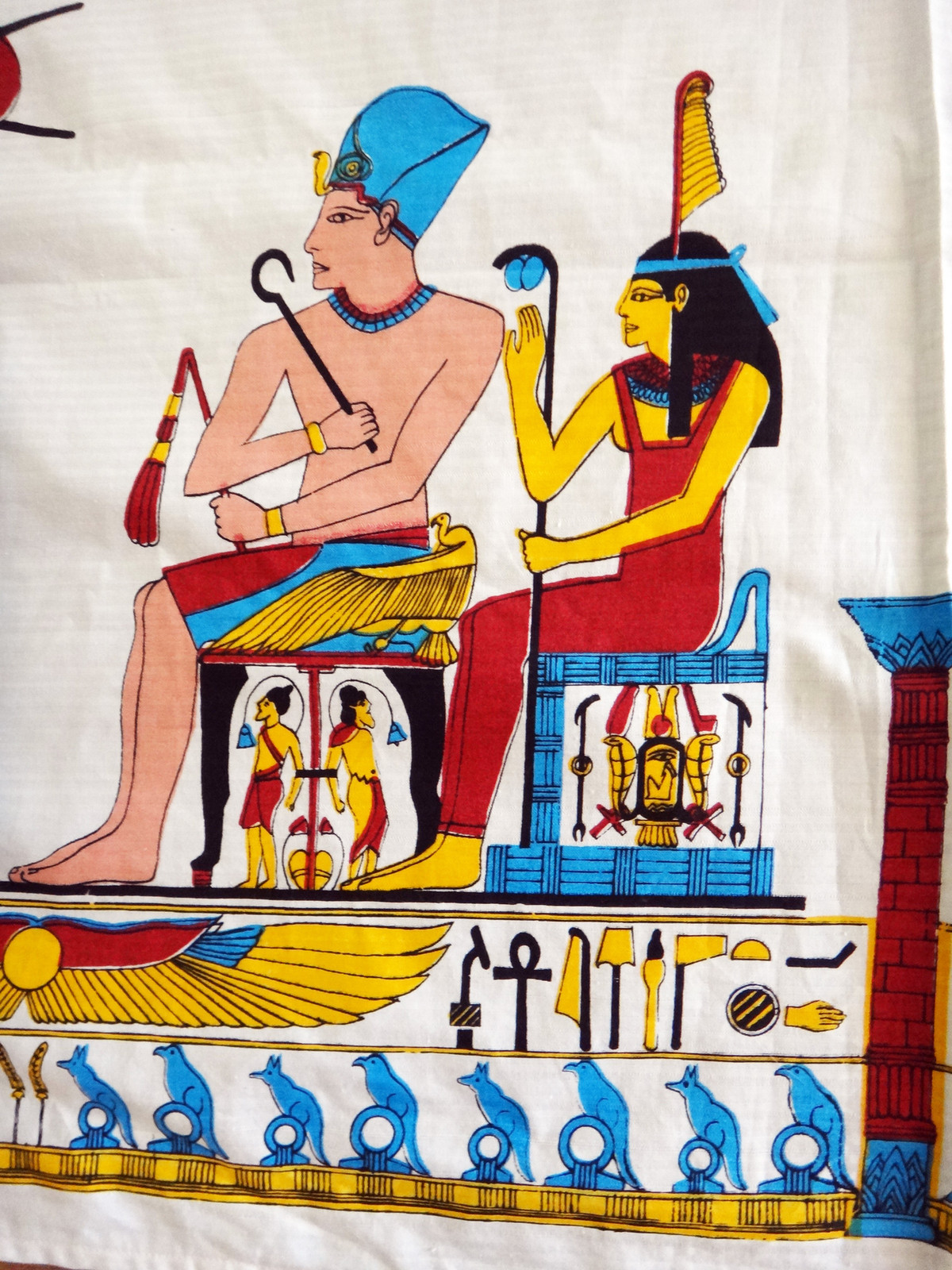 Square Egyptian tablecloth 55 x 56 pyramid nefertiti fabric king tut ...